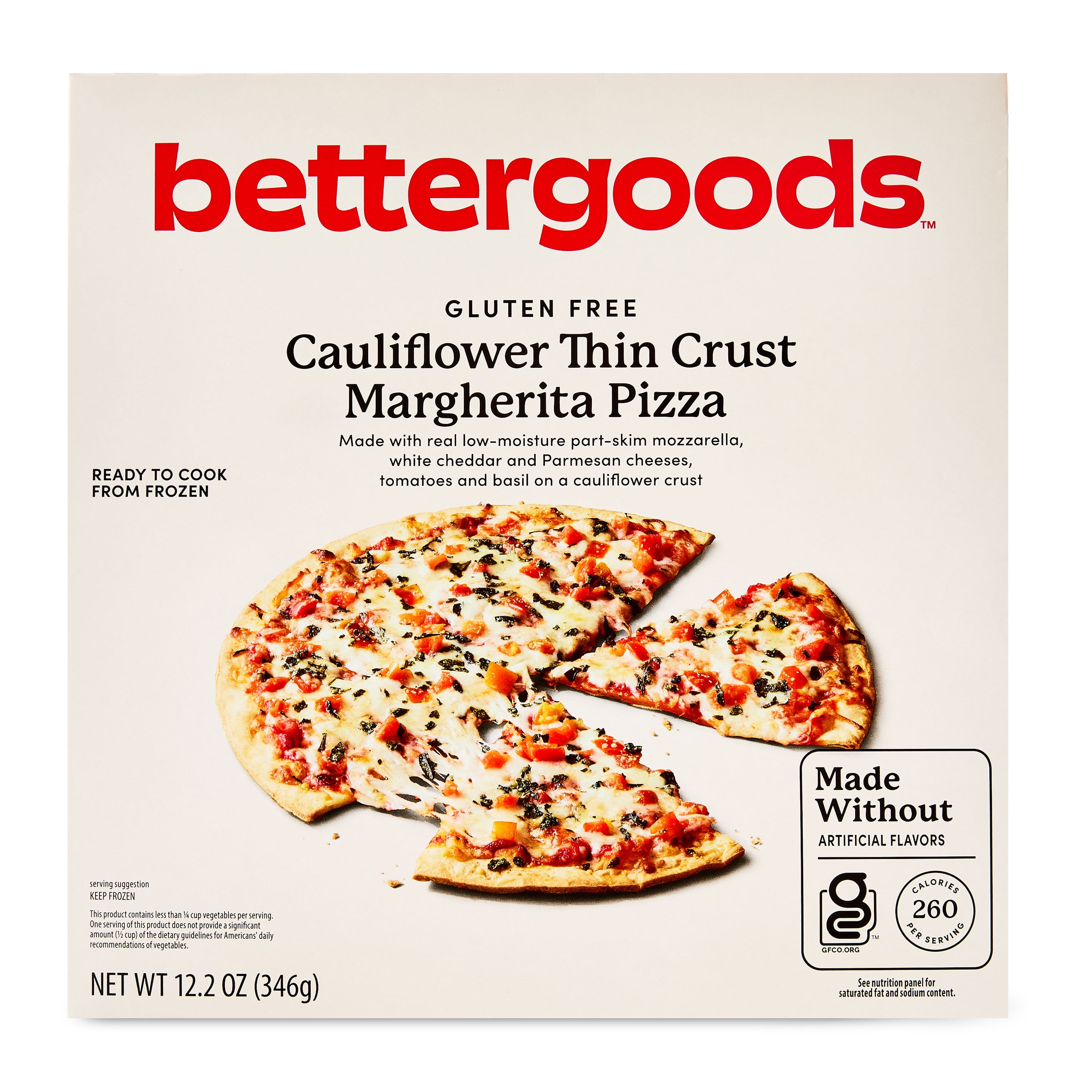 bettergoods Cauliflower Thin Crust Margherita Pizza, 11.8 oz Frozen ...