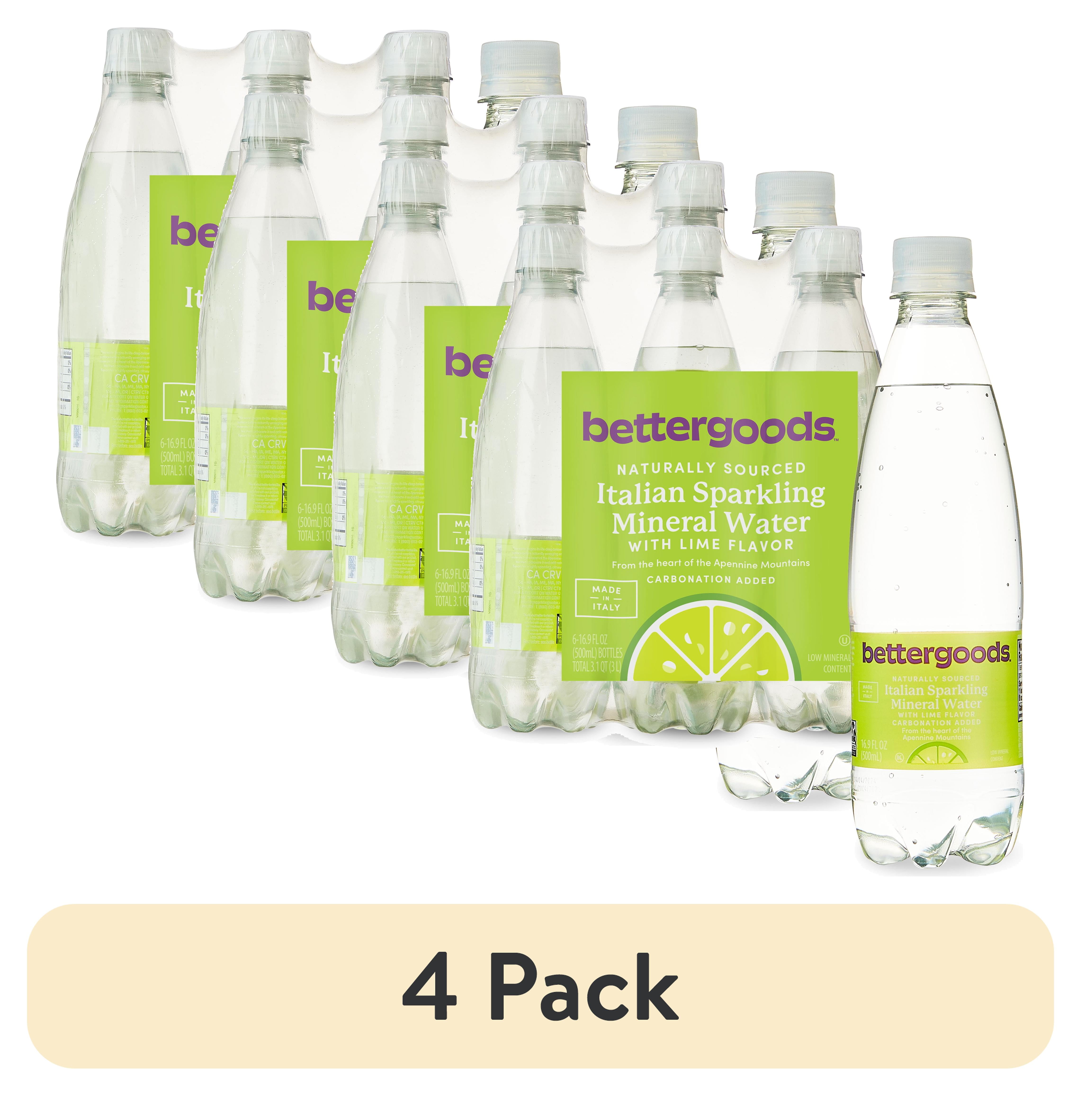 (4 pack) bettergoods Italian Sparkling Mineral Water with Lime Flavor, 16.9 fl oz, 6 Count ...