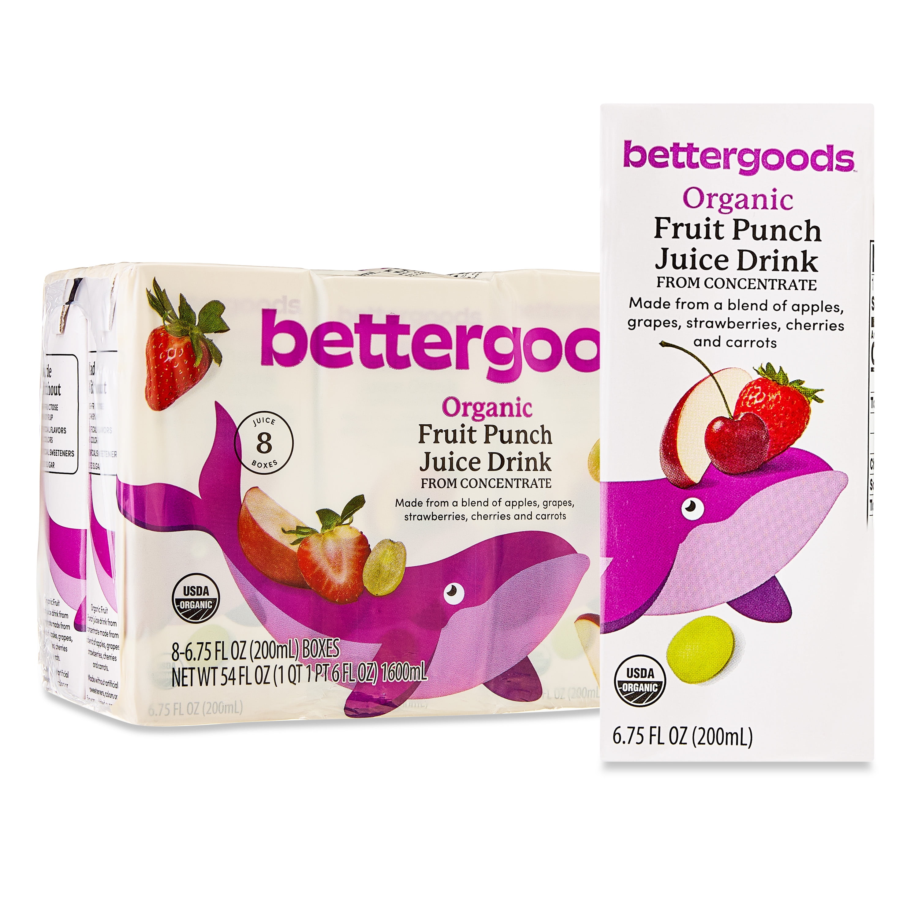 bettergoods Organic Fruit Punch Juice Drink, 6.75 fl oz , 8 Count ...