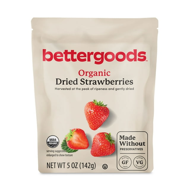 bettergoods Organic Dried Strawberries, 5 oz - Walmart.com