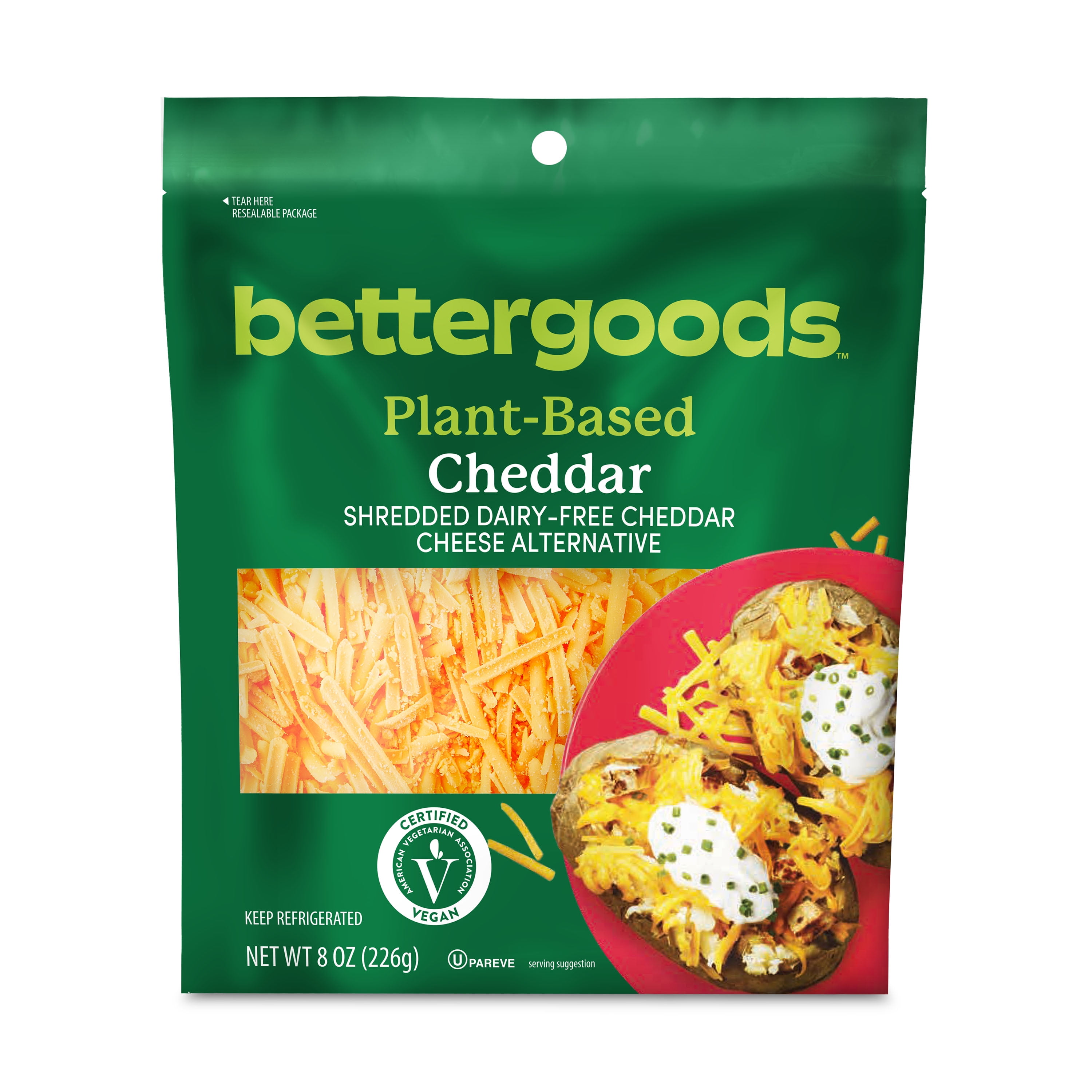 bettergoods Plant-Based Shredded Cheddar Cheese Alternative, 8 oz ...