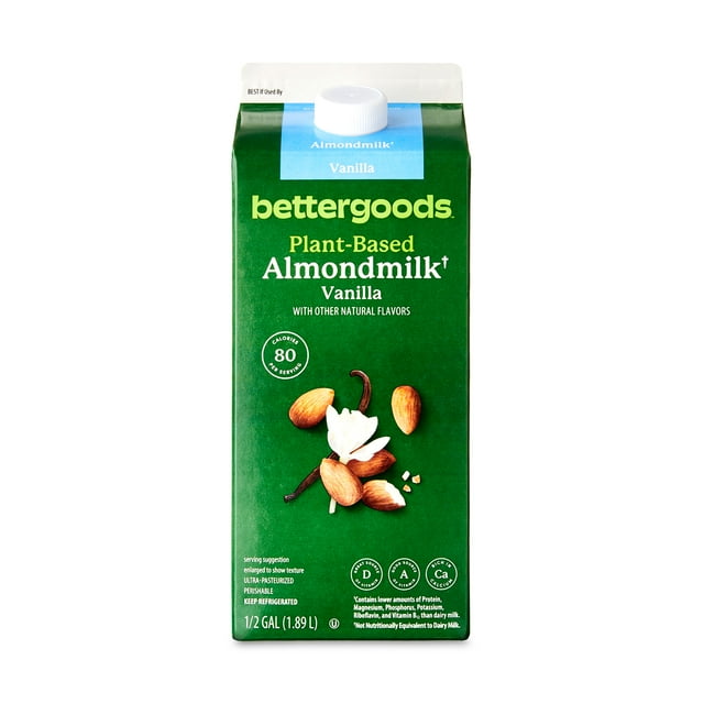 bettergoods Plant-Based Vanilla Almondmilk, Half Gallon - Walmart.com