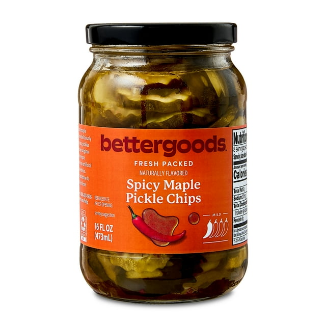 bettergoods Spicy Maple Bourbon Pickle Chips, 16 fl oz Jar - Walmart ...