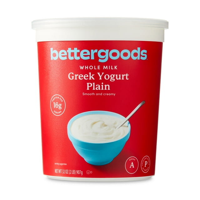 bettergoods Plain Whole Milk Greek Yogurt, 32 oz Tub - Walmart.com