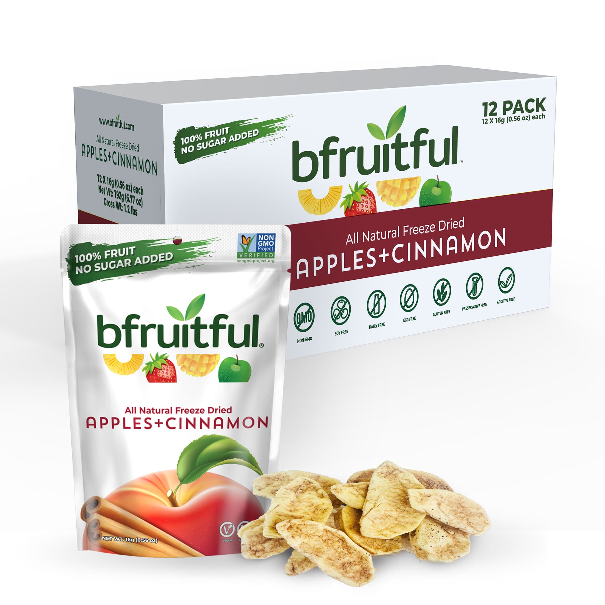 bfruitful Freeze-Dried Fruit Red Apples plus Cinnamon, Gluten Free, 12 ...