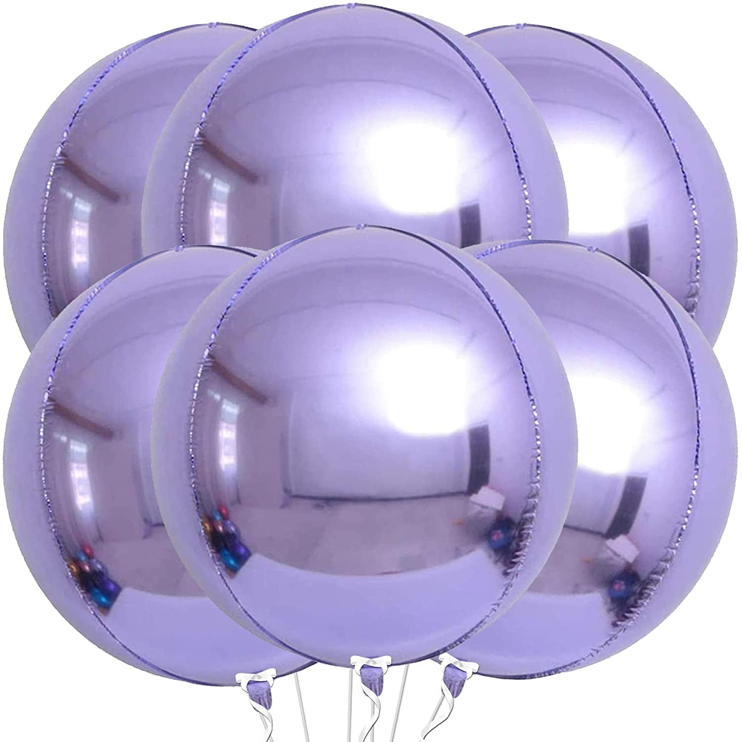 big purple mylar balloons - 22 inch, pack of 6 | round 4d balloons ...