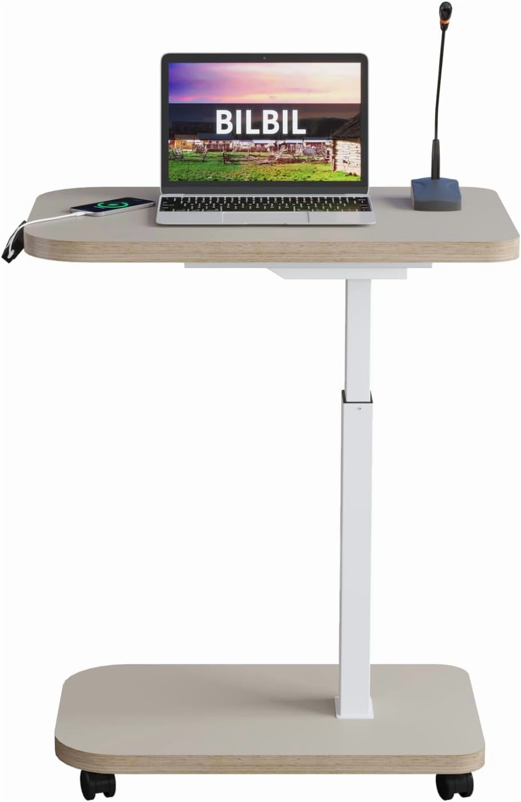 bilbil Electric Height Adjustable Standing Desk, Locking Wheels Overbed ...