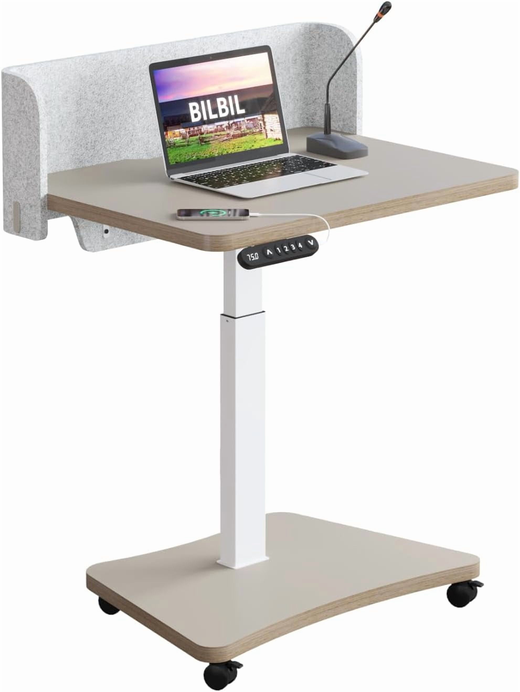 bilbil Electric Height Adjustable Standing Desk, Locking Wheels Overbed ...