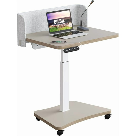 bilbil Electric Height Adjustable Standing Desk, Locking Wheels Overbed ...