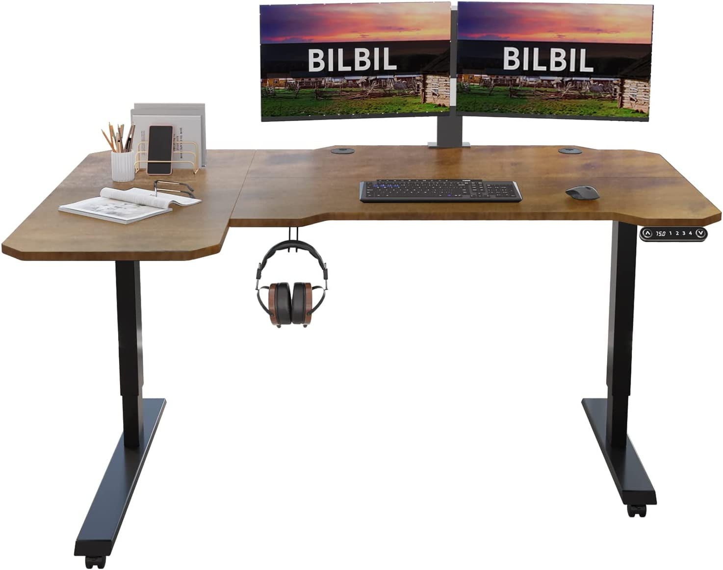 bilbil L-Shaped Electric Height Adjustable Standing Desk 59 Inches ...