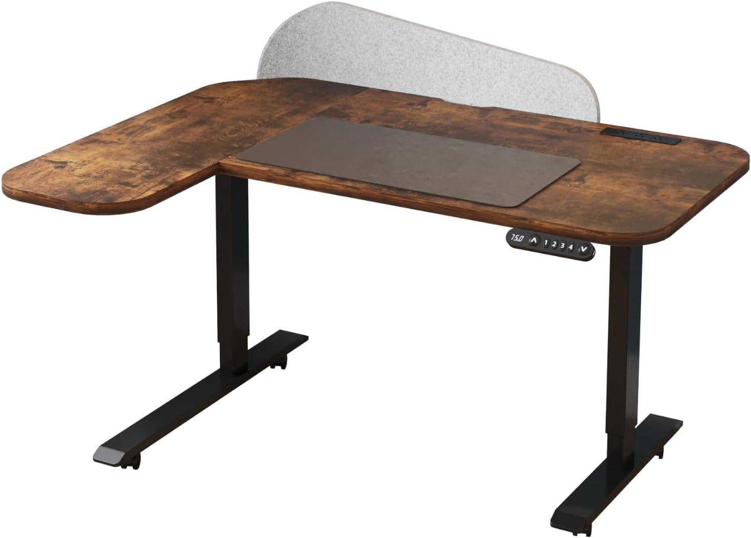 bilbil L-Shaped Electric Standing Desk with Power Strip & Privacy ...