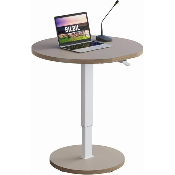 bilbil Round Pneumatic Adjustable Standing Desk, Space-Saving Circular ...