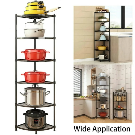 Ymokee 6 Tier Kitchen Corner Pot Rack - 65" Height Triangular Storage ...