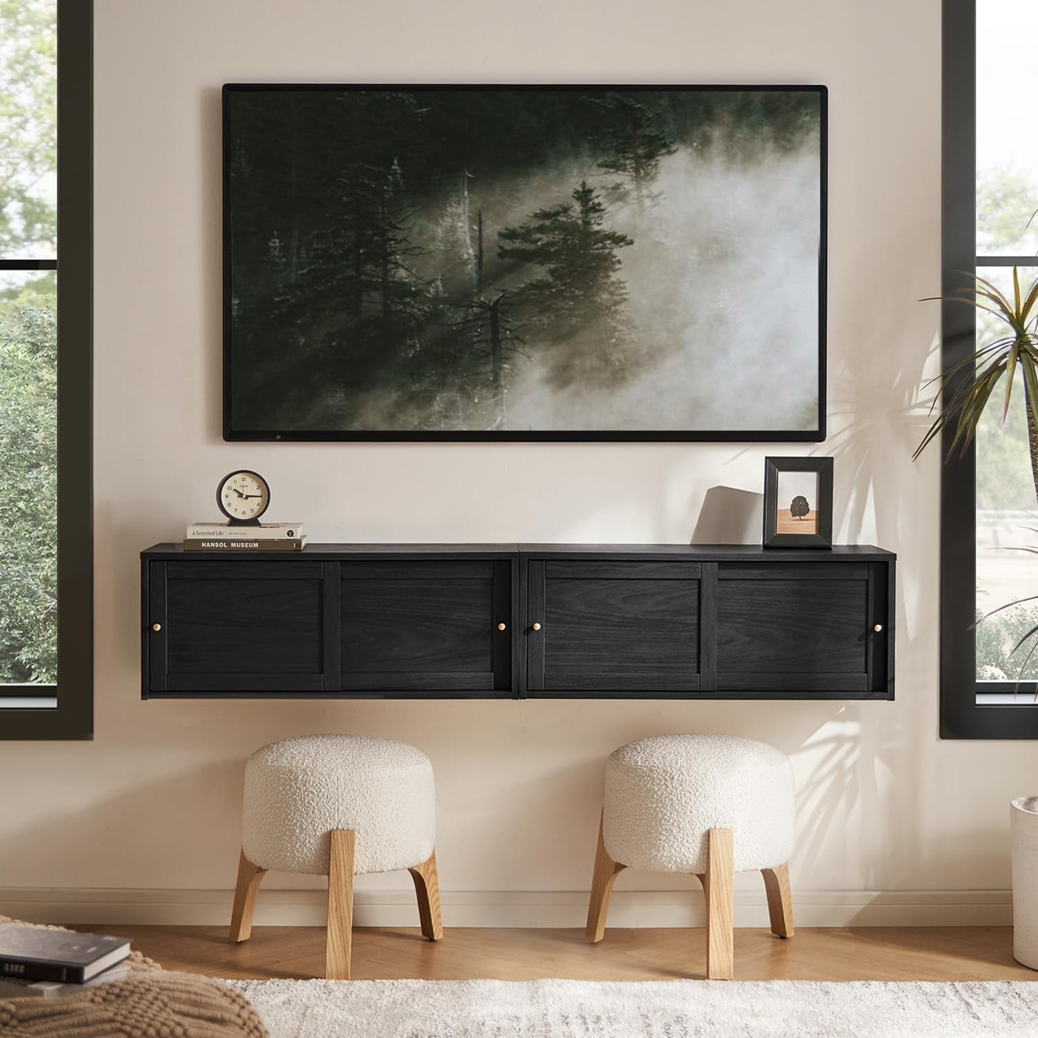 binoen Lauren Floating TV Shelf Multi-Purpose Modular Under TV Display ...