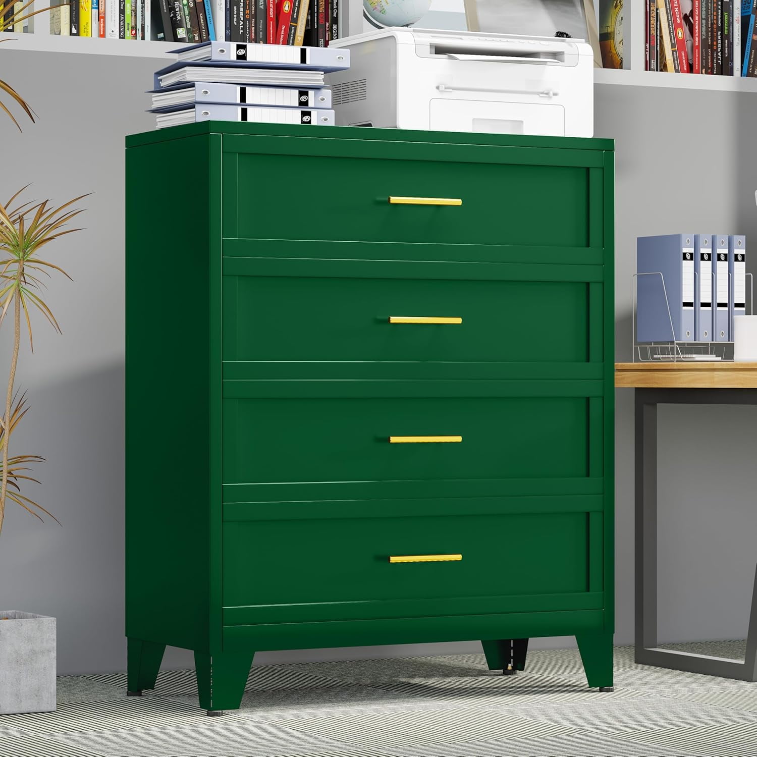 binoen Metal Drawer Storage Cabinet 4 Drawers with Open Countertop Tall ...