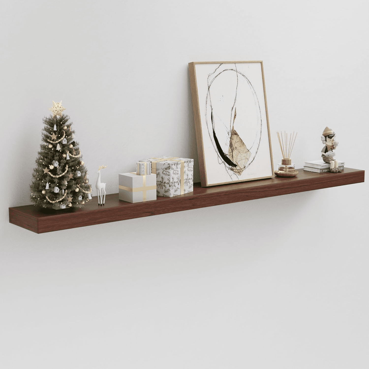 binoen Oak Floating Shelves 2-Piece Wood Floating Shelves for Wall 32W ...