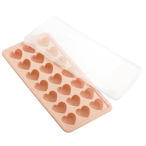 binyu 21 Holes Heart Silicone Ice Cube Tray with Lid, Flexible Non ...