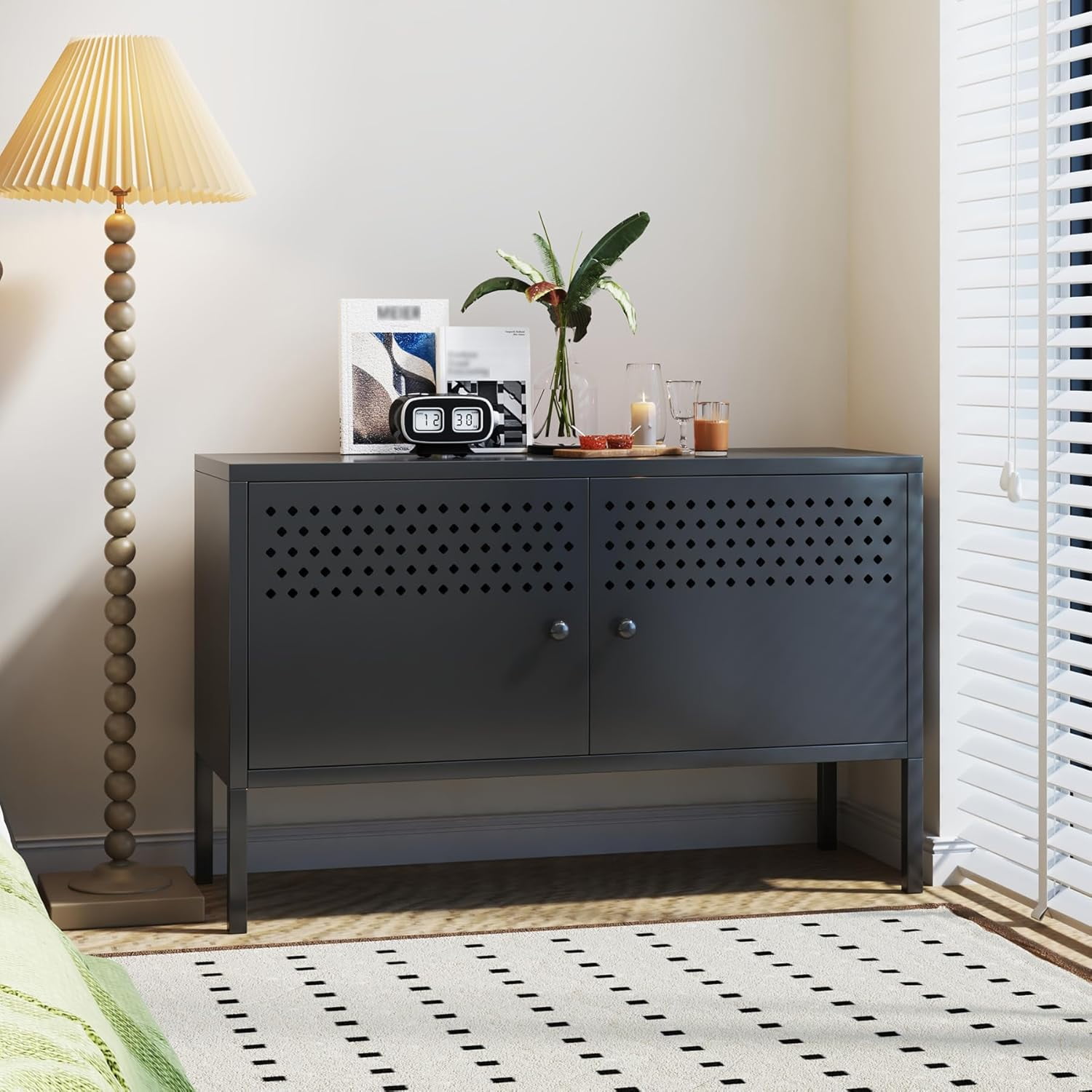 biosp 2 Door Metal Accent Cabinet 25" H Metal Storage Cabinet for Home ...