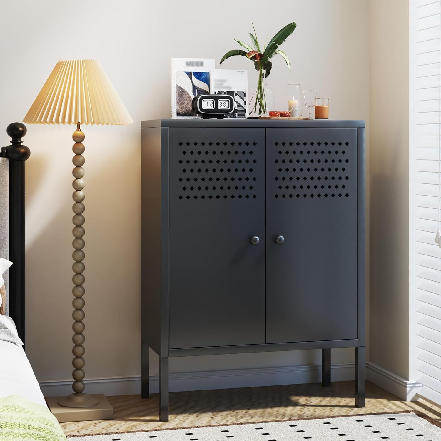 biosp 2 Door Metal Accent Cabinet 47" H Metal Locker Storage Cabinet ...