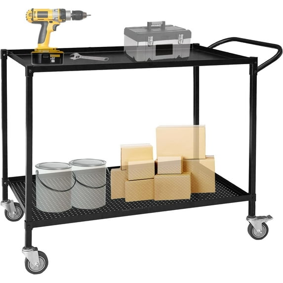 biosp 2 Tier Utility Cart with Wheels 900lbs Capacity, Heavy Duty ...