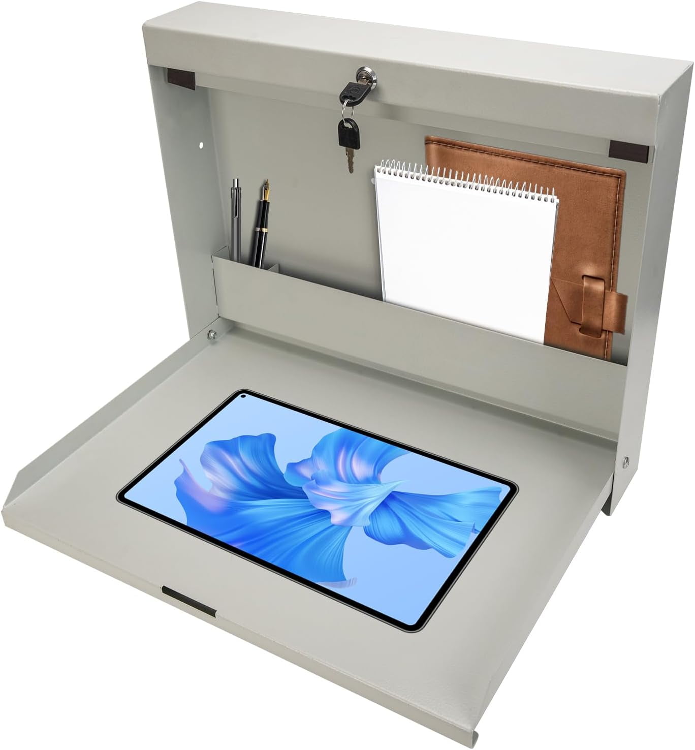 biosp Folding Wall Mounted Desk, Lockable Wall-Mounted Workstation with ...