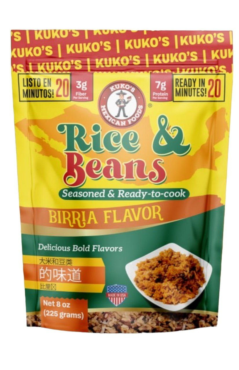 birria Beef flavored rice & pinto beans arroz y frijoles michoacan ...