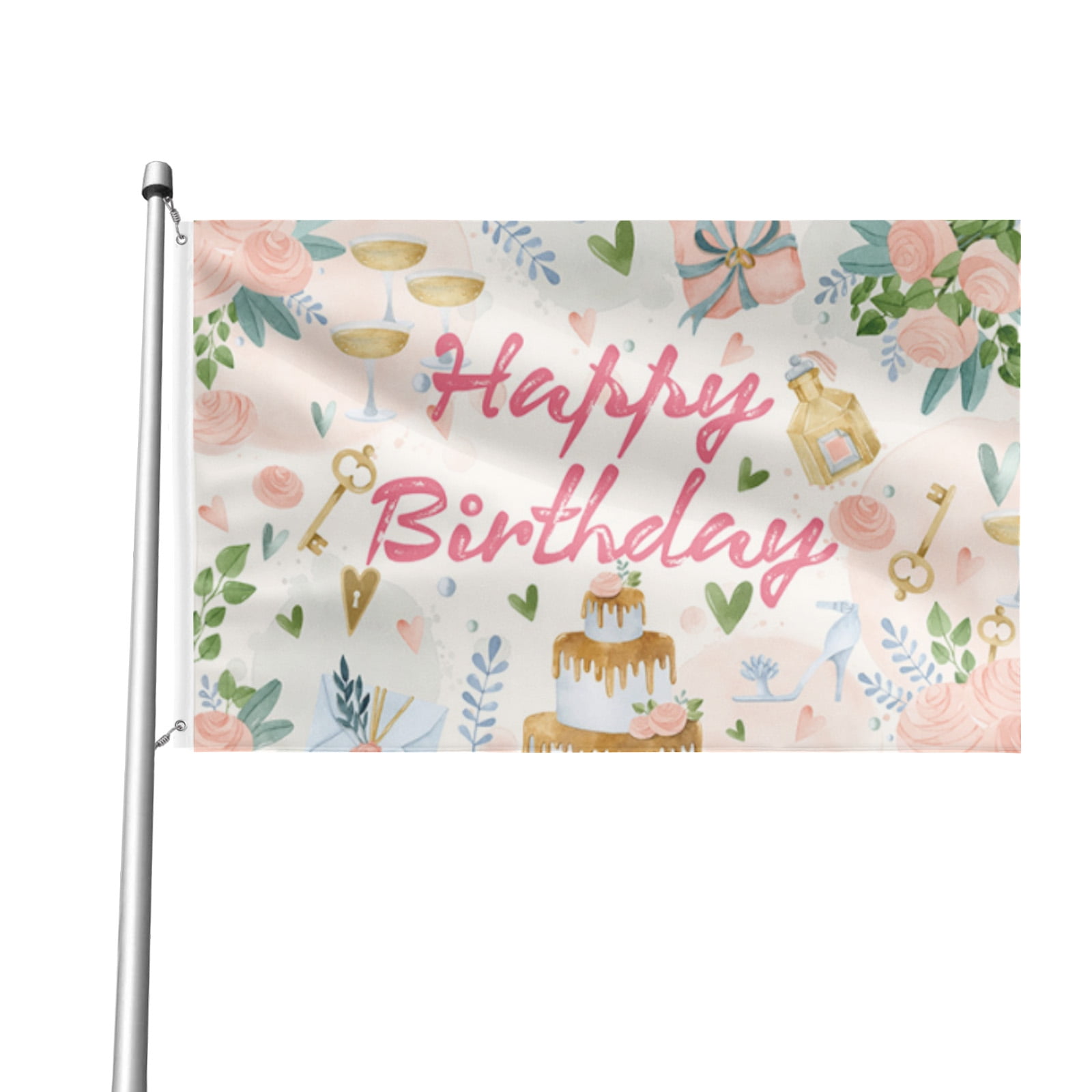 birthday Outdoor Decor Flags Vivid Color, One side Stitched Flags ...