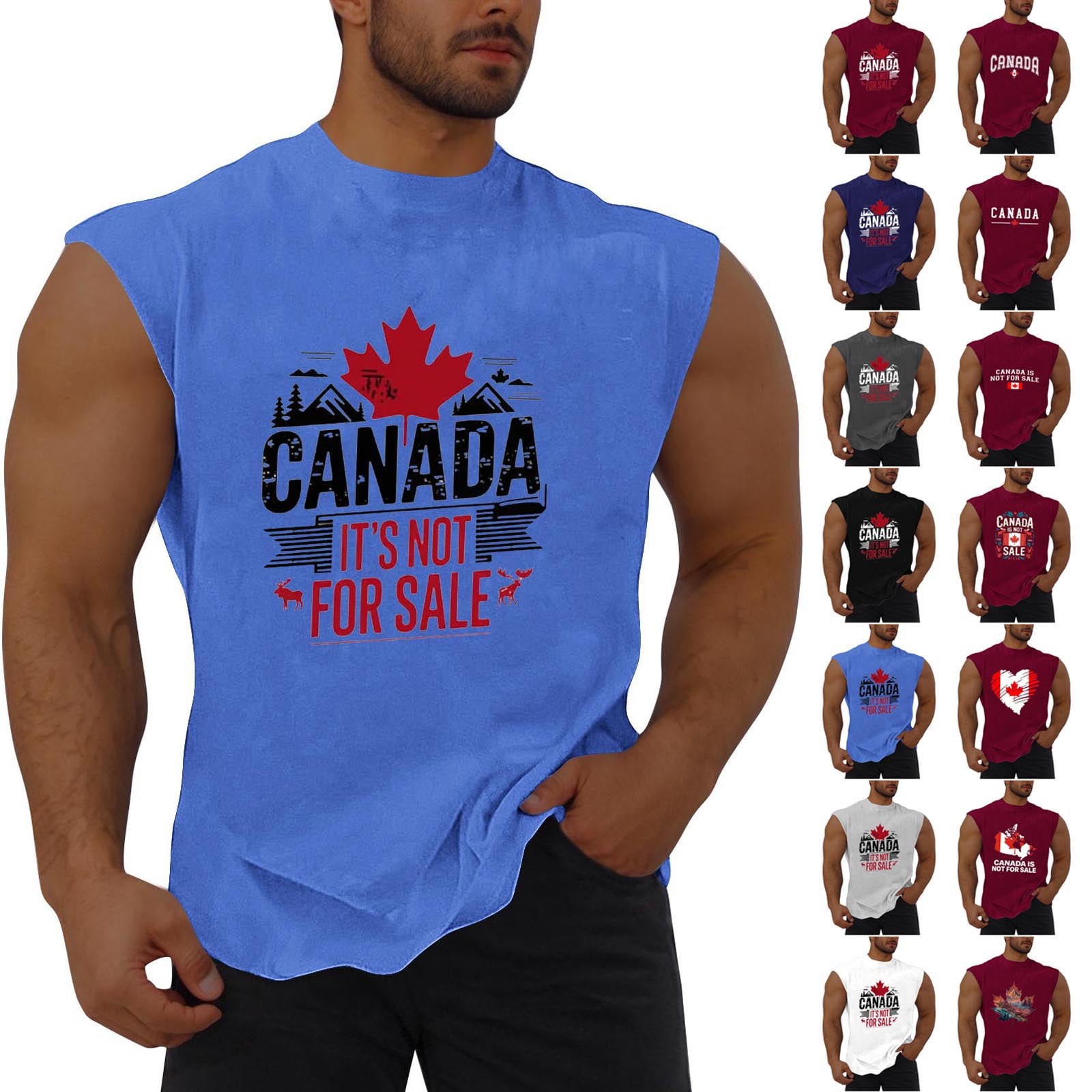 birthday gifts! BiZtdJrK Canadian Flag Tank Tops for Men Casual ...