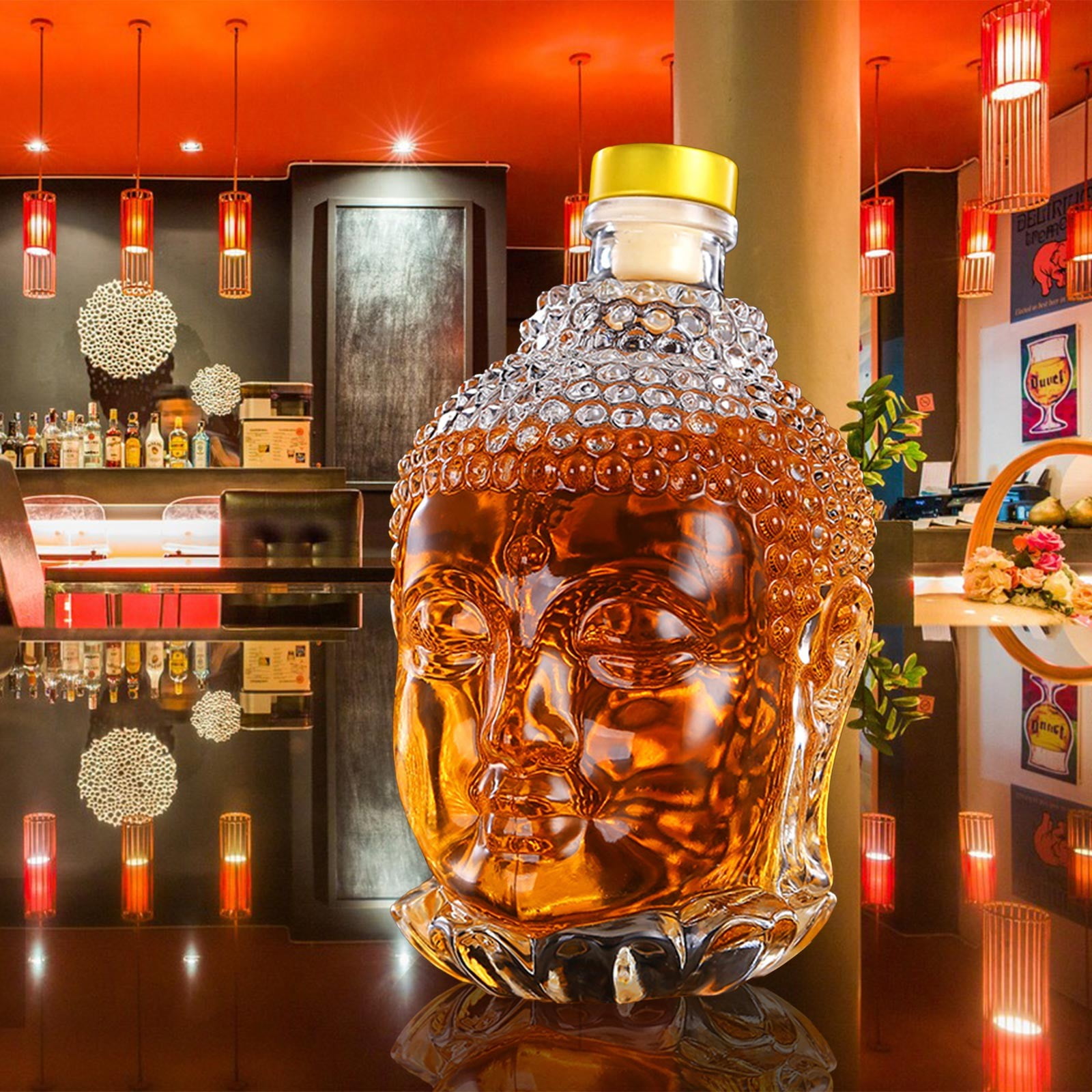 birthday present iced tea camping 750ml Buddha Head Glass Bottle White ...