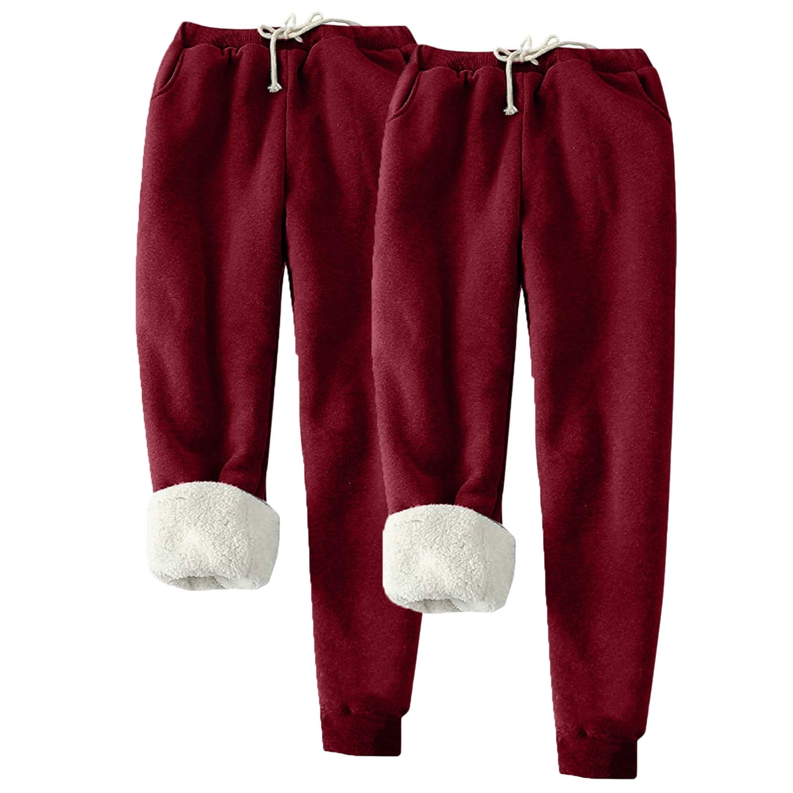 biudgviw 2PC Women's Fleece Lined Sweatpants for Winter Casual ...