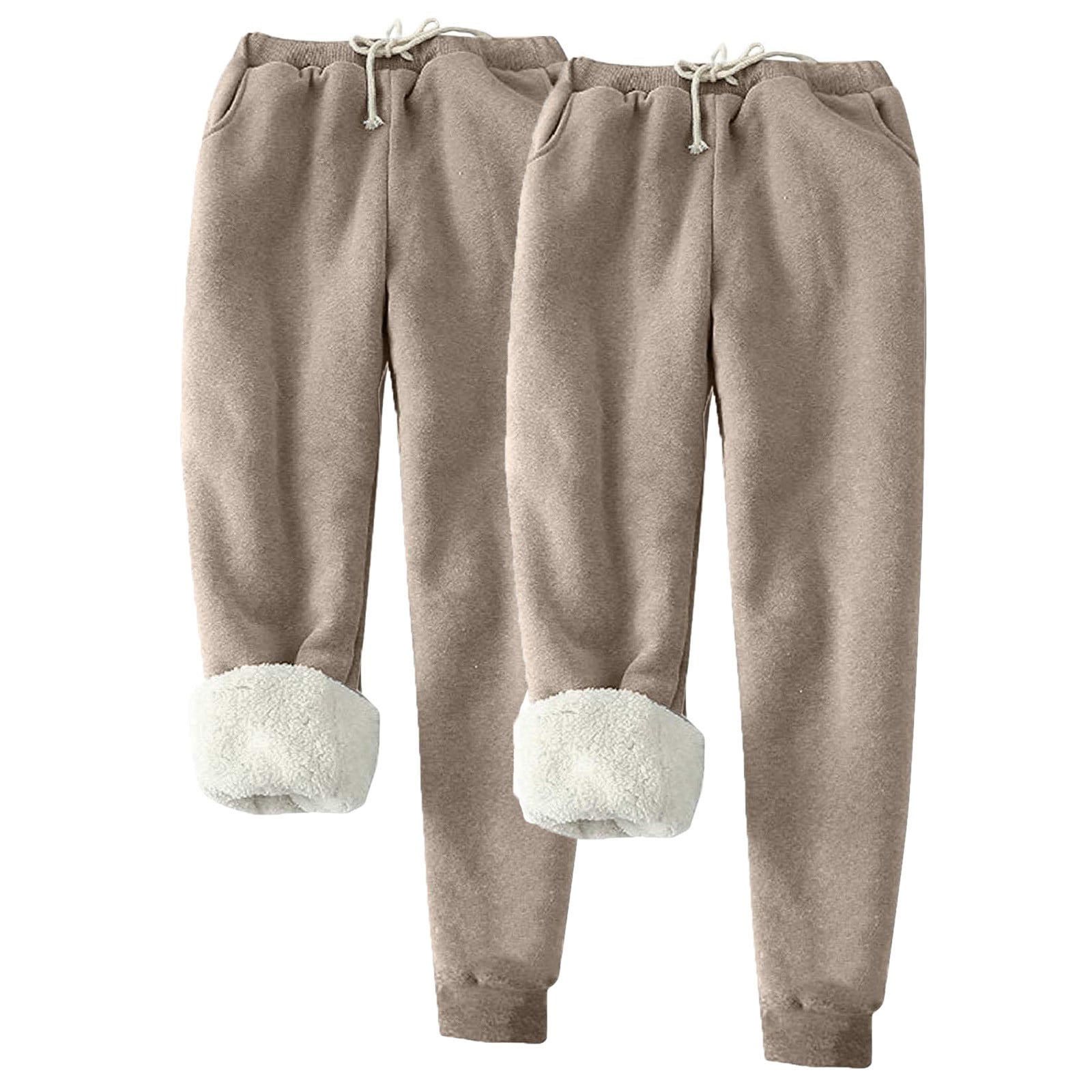 biudgviw 2PC Women's Fleece Lined Sweatpants for Winter Casual ...