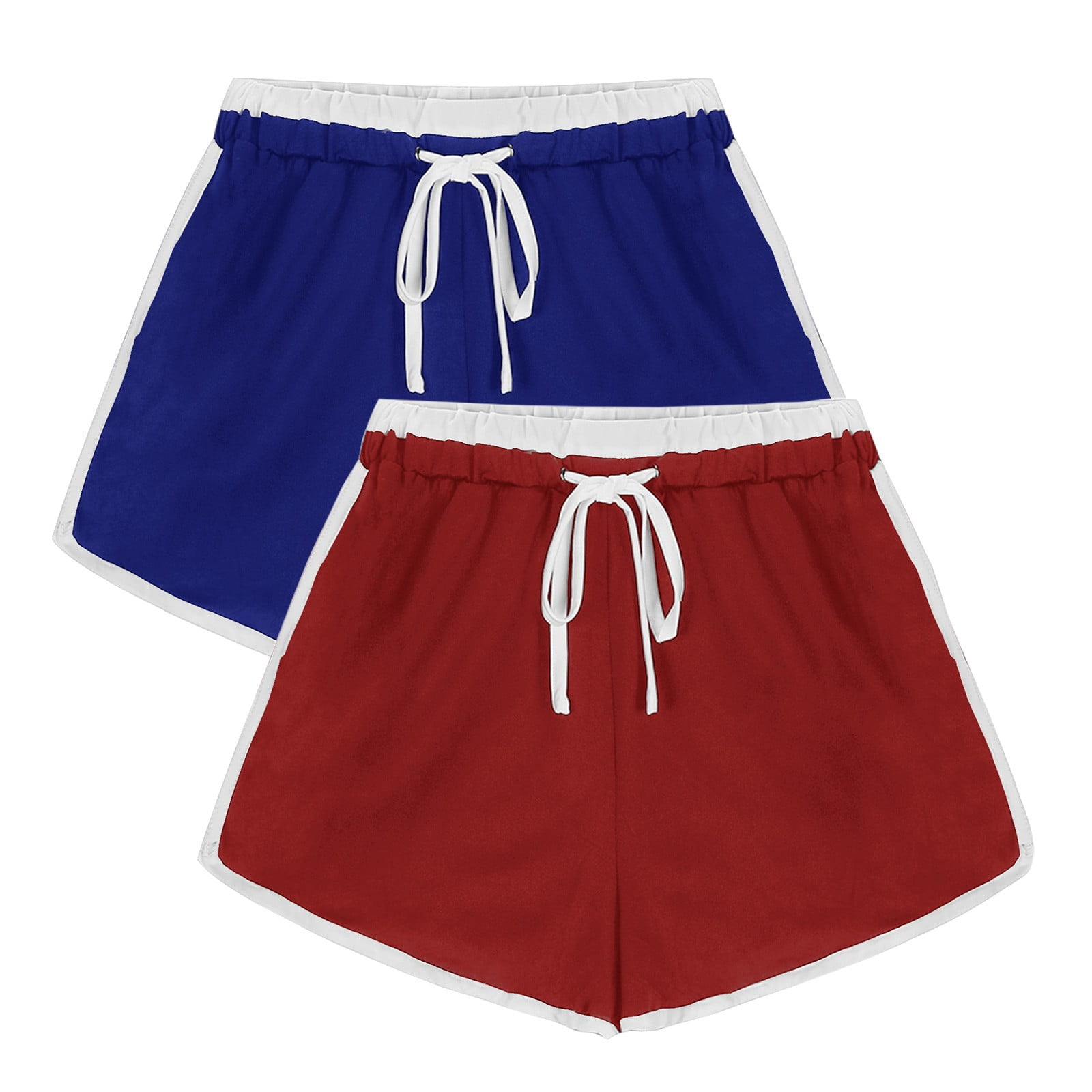 biudgviw Athletic Shorts for Women 2 Piece Drawstring Elastic Waist ...