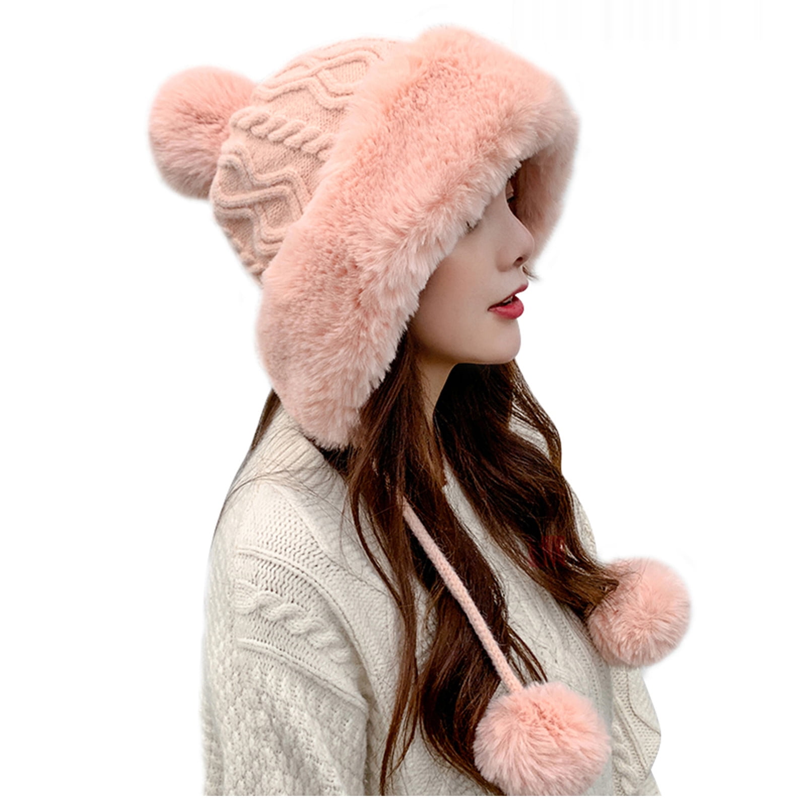 biudgviw Beanie Hats for Women Fuzzy Warm Cuffed Knit Winter Hats ...
