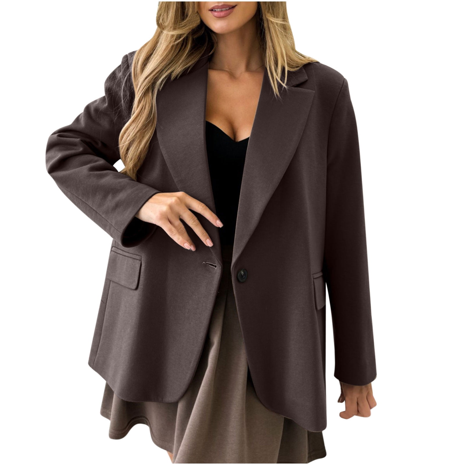 biudgviw Blazer Jacket for Women Lapel Neck Work Office Suit Shacket ...