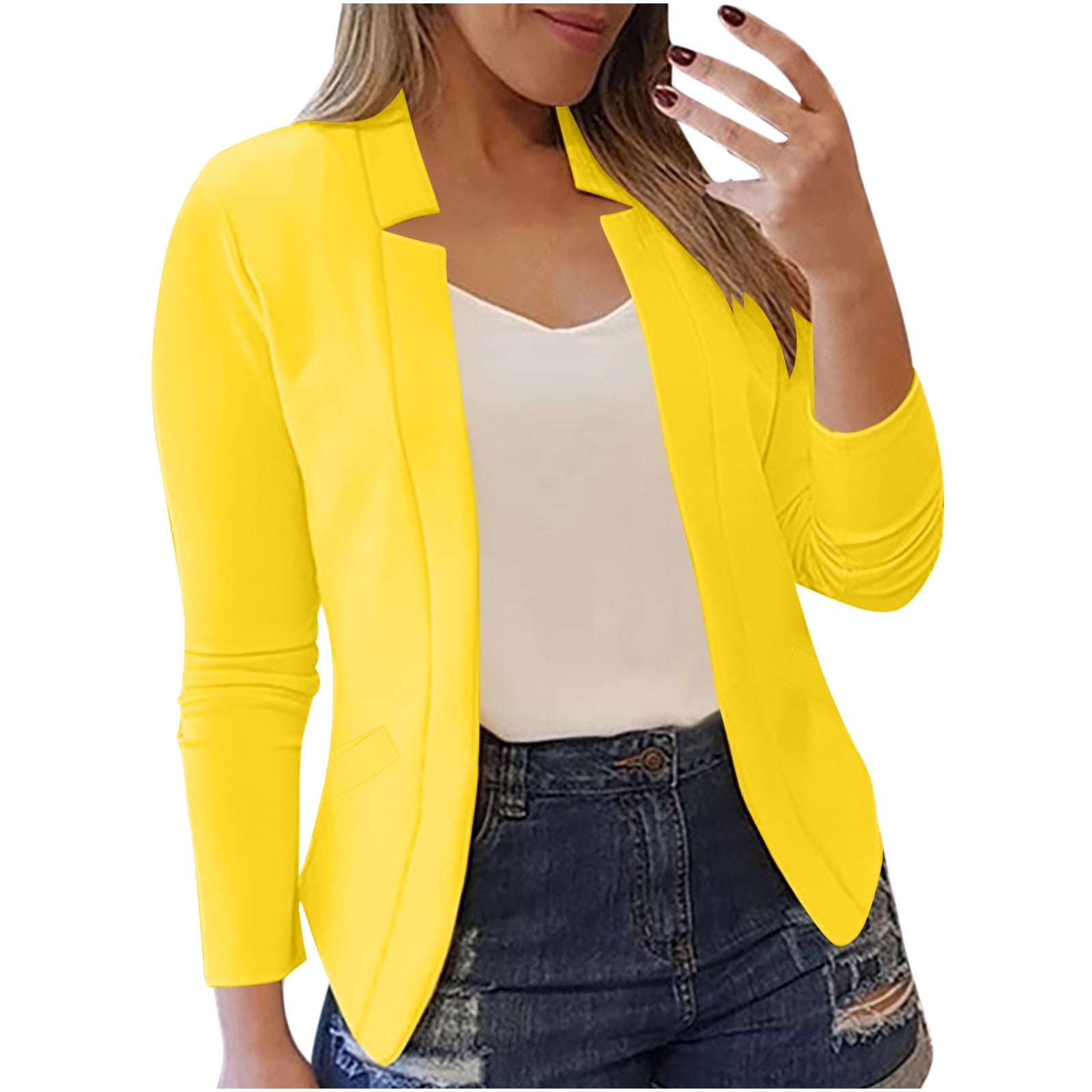 biudgviw Blazers for Women Business Casual Fashion Open Front Fall Long ...