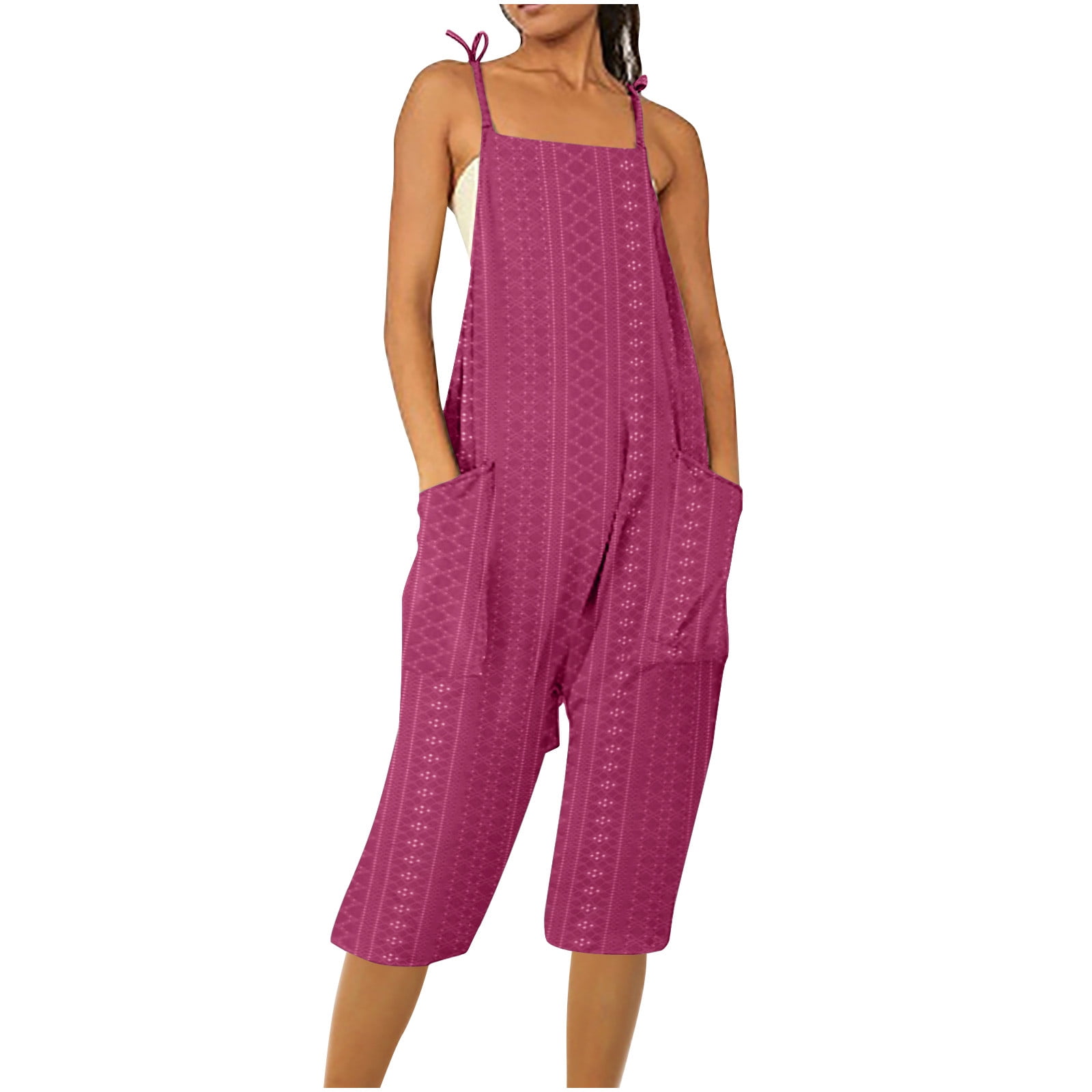 biudgviw Boho Jumpsuits for Women Adjustable Spaghetti Strap Summer ...