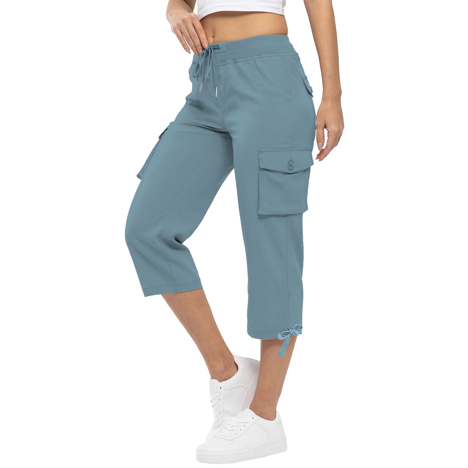 biudgviw Capri Cargo Pants for Women Jogger Running Cropped Pants ...