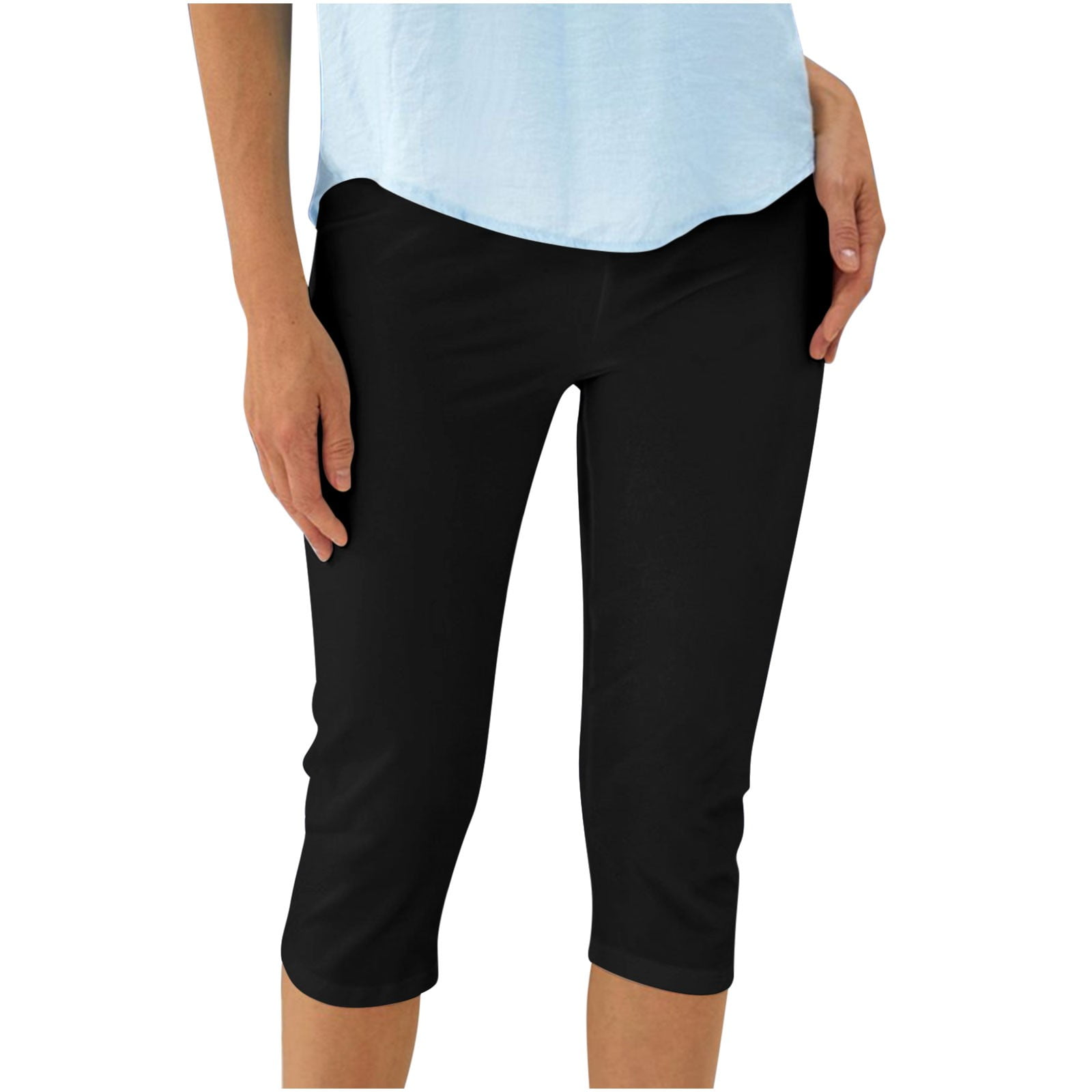 biudgviw Capri Pants for Women High Waisted Slim Fit Cropped Pants ...