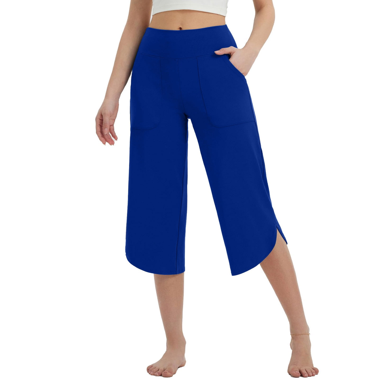 biudgviw Capri Pants for Women High Waisted Wide Leg Capris Sweatpants ...