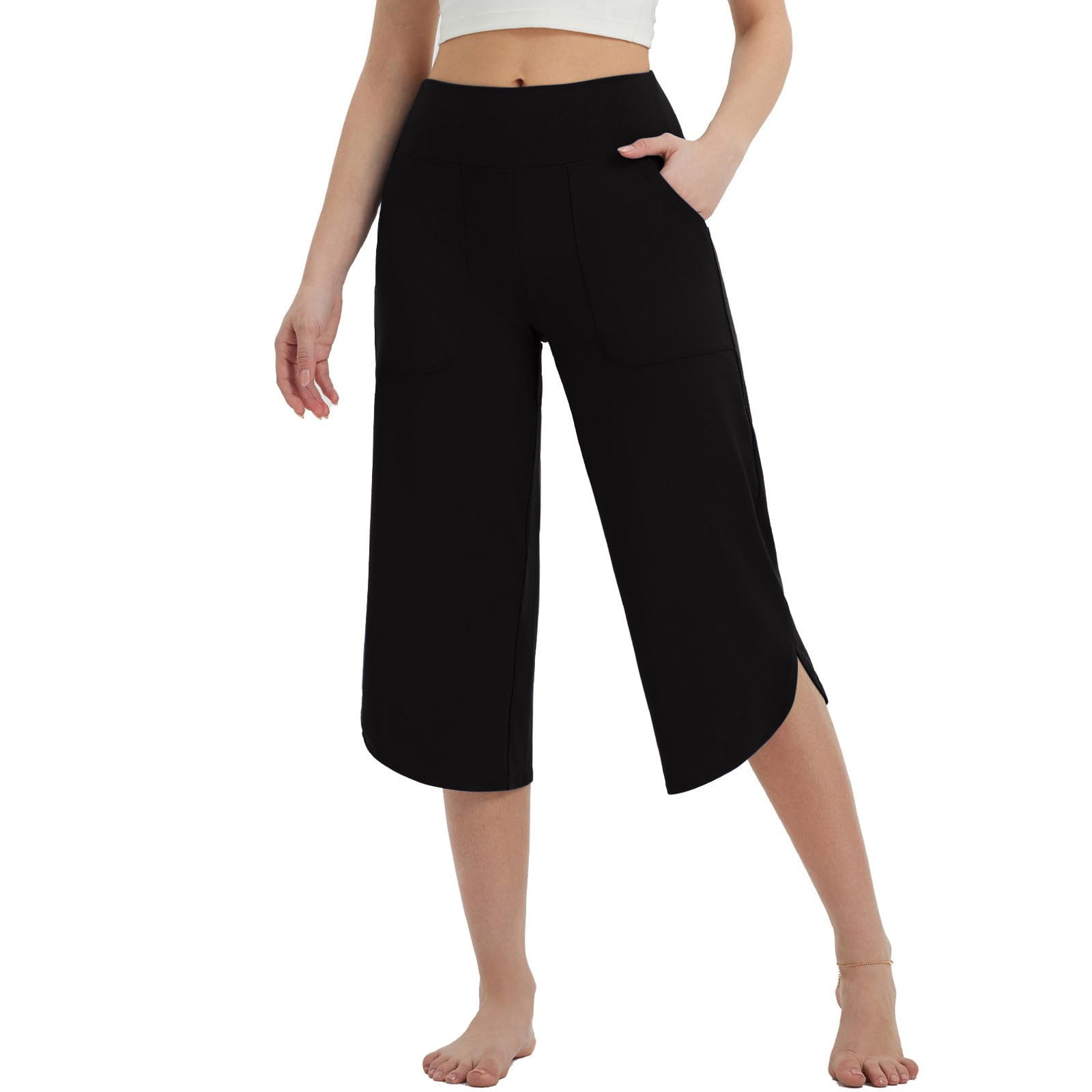 biudgviw Capri Pants for Women High Waisted Wide Leg Capris Sweatpants ...