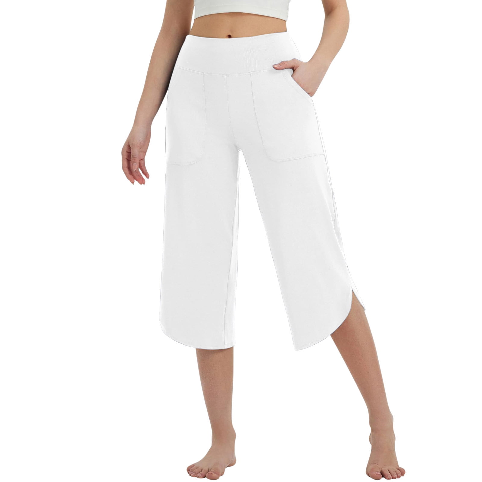 biudgviw Capri Pants for Women High Waisted Wide Leg Capris Sweatpants ...