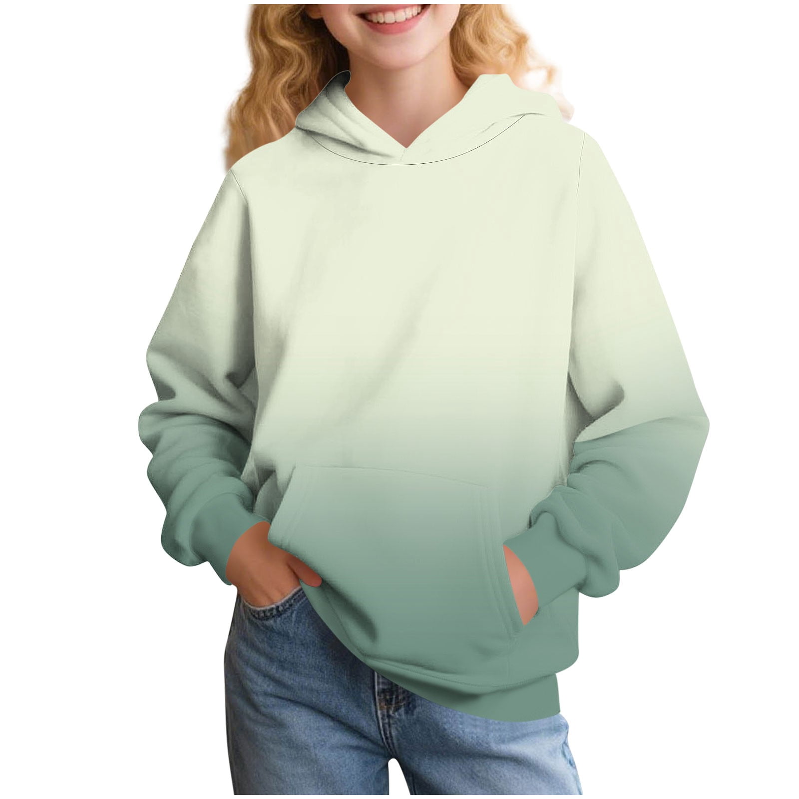 biudgviw Children's Gradient Hoodies Long Sleeve Cute Hooded ...