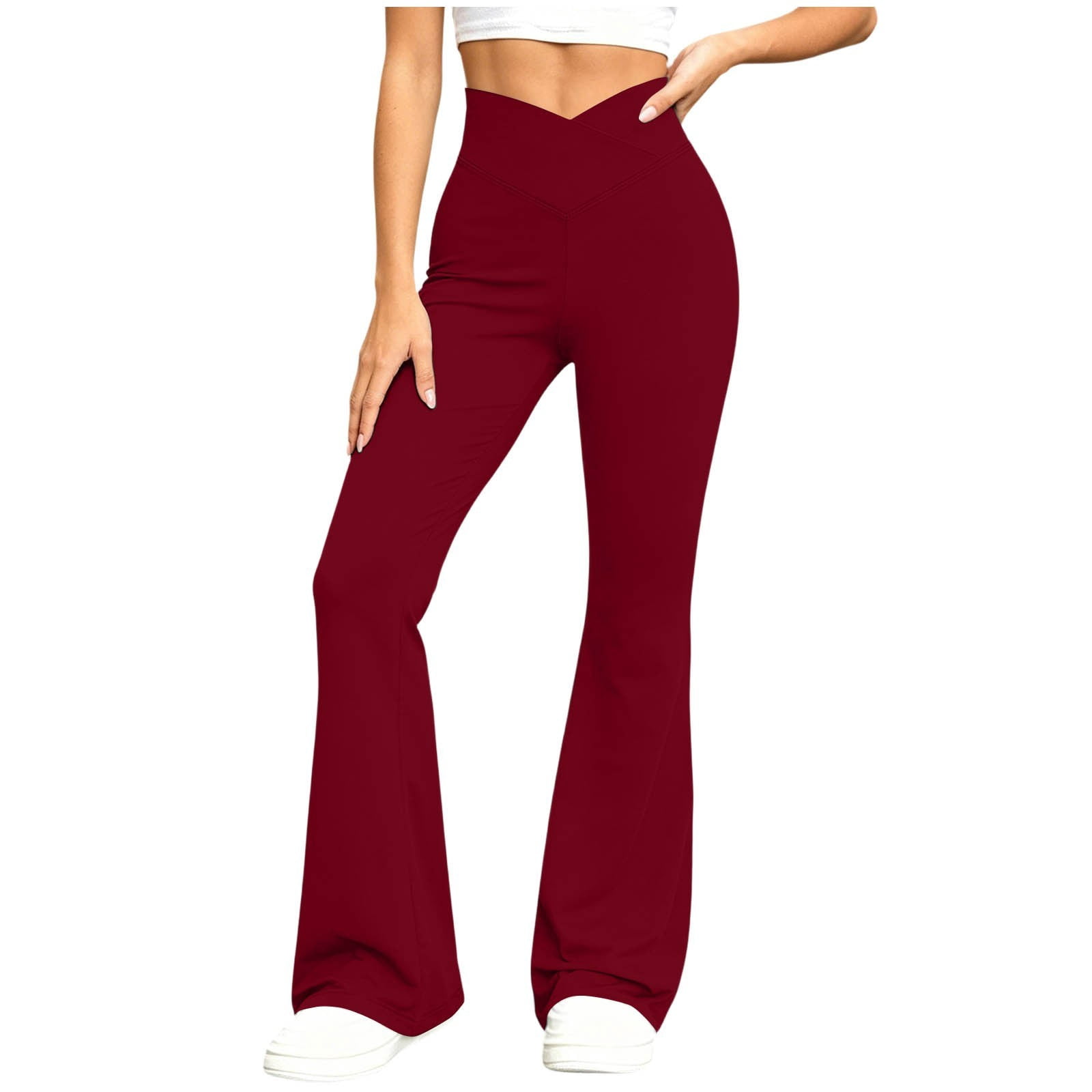biudgviw Flare Leggings for Women Crossover High Waisted Yoga Pants ...