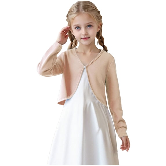 biudgviw Girls Cardigan Kids Soft Open Front Long Sleeve Shrug ...
