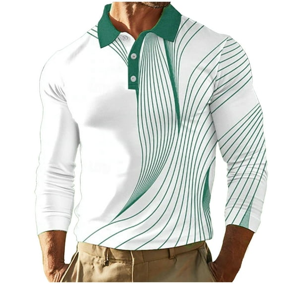 biudgviw Golf Shirts for Men Print Long Sleeve Casual Slim Fit Shirt ...