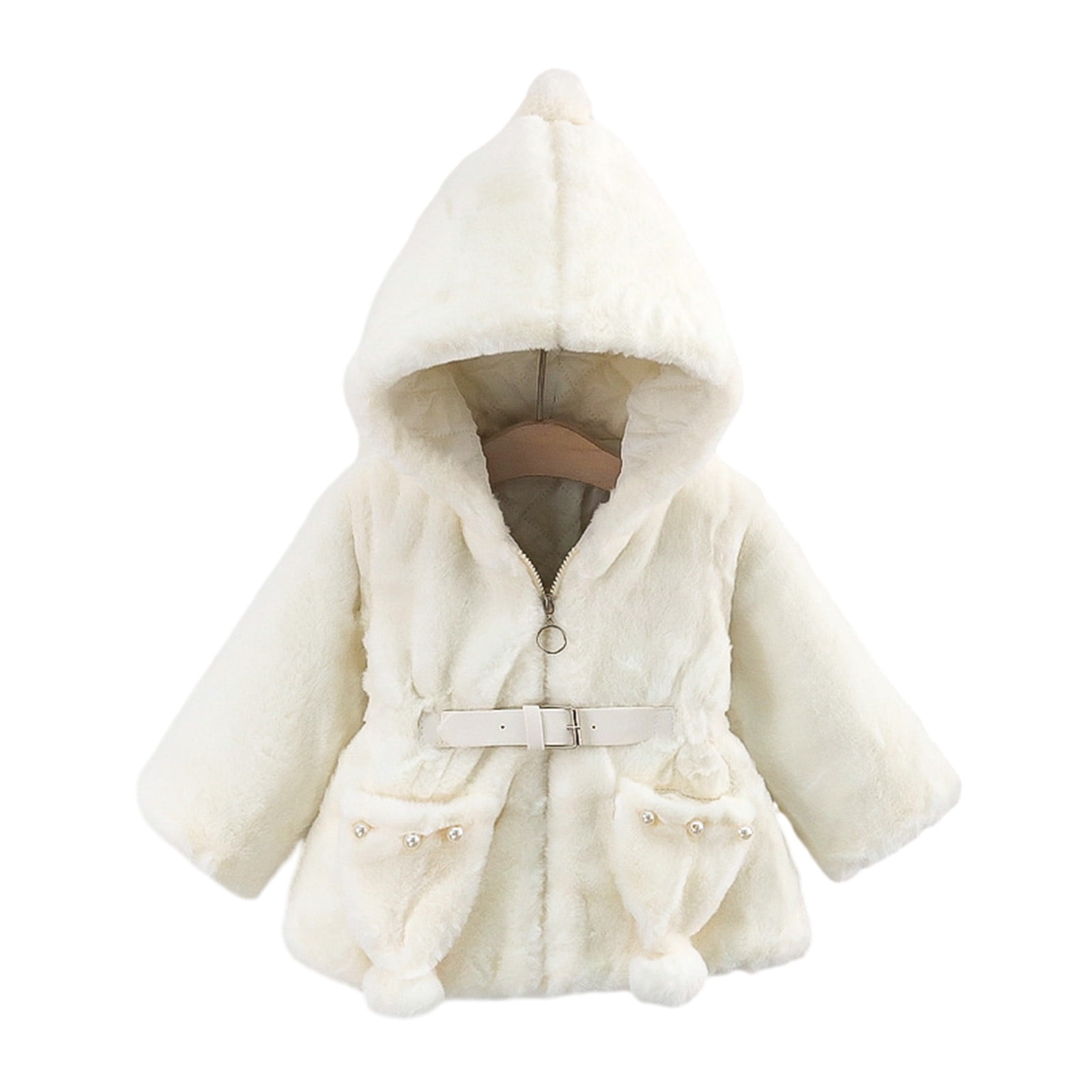 biudgviw Infant Baby Girls Fleece Hooded Jacket Warm Belted Todder ...