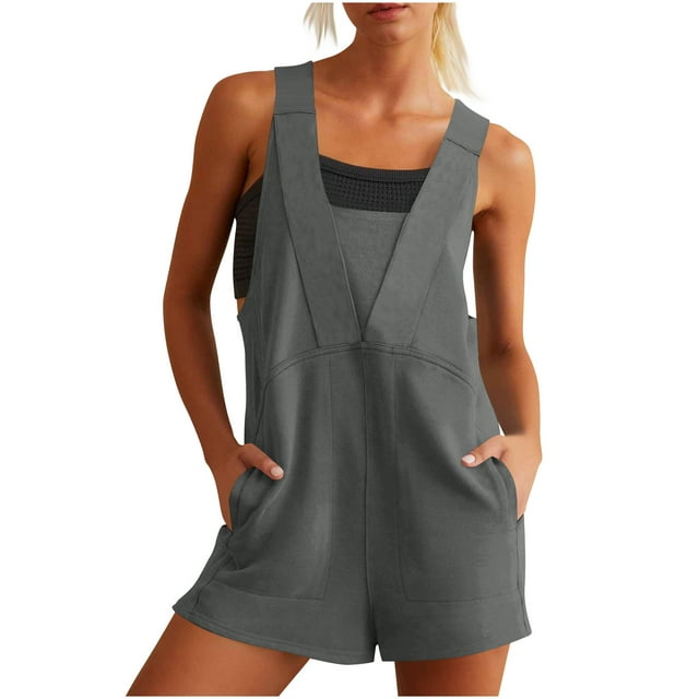 biudgviw Jumpsuits for Women Square Neck Sleeveless Athletic Tennis Short Rompers One Piece ...