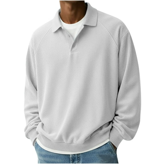 biudgviw Long Sleeve Shirts for Men Casual Button Lapel Pullover Shirts ...