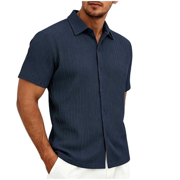 biudgviw Men's Button Down Short Sleeve Shirt Fashion Jacquard Casual T ...