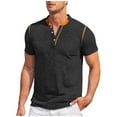 biudgviw Men's Henley Shirts Color Block Short Sleeve V Neck Tops ...